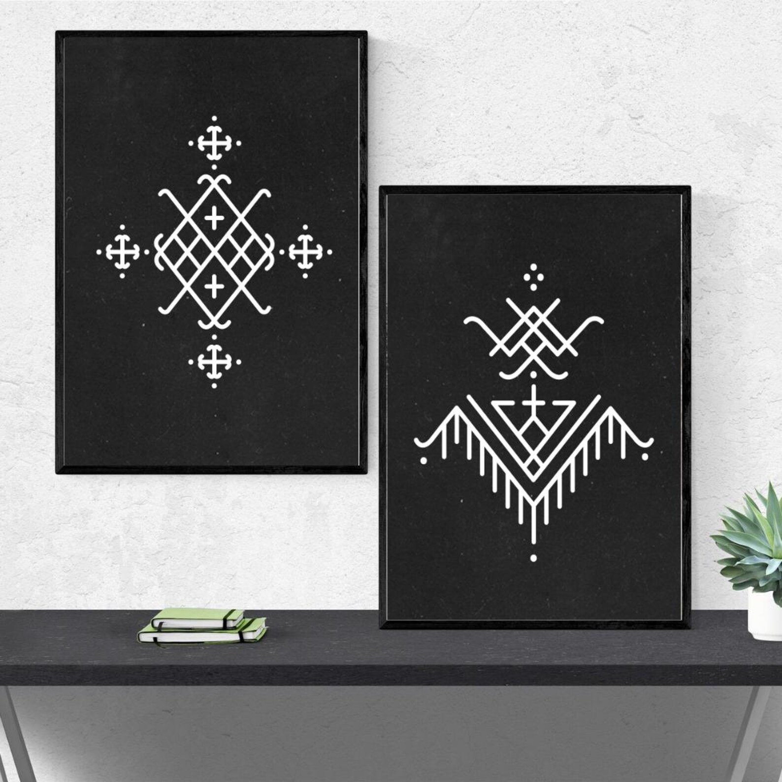 Set of 3 Black & White Wall Art Prints – Ancient African Berber Amazigh ...