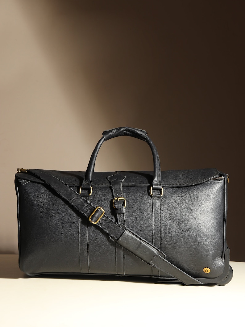 Leather Rolling Duffle Bag Personalised Full Grain Weekender Travel ...