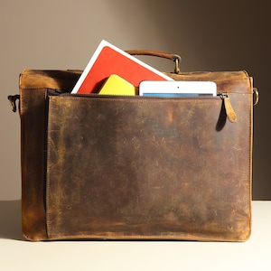 Leather Computer Bag Men, Personalized Vintage Leather Briefcase ...