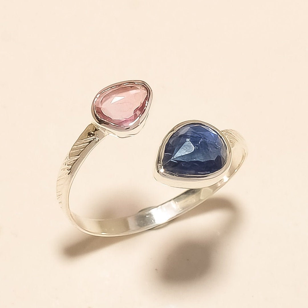 Pink and Blue Sapphire Ring 925 Sterling Silver , Looking Beautiful ...