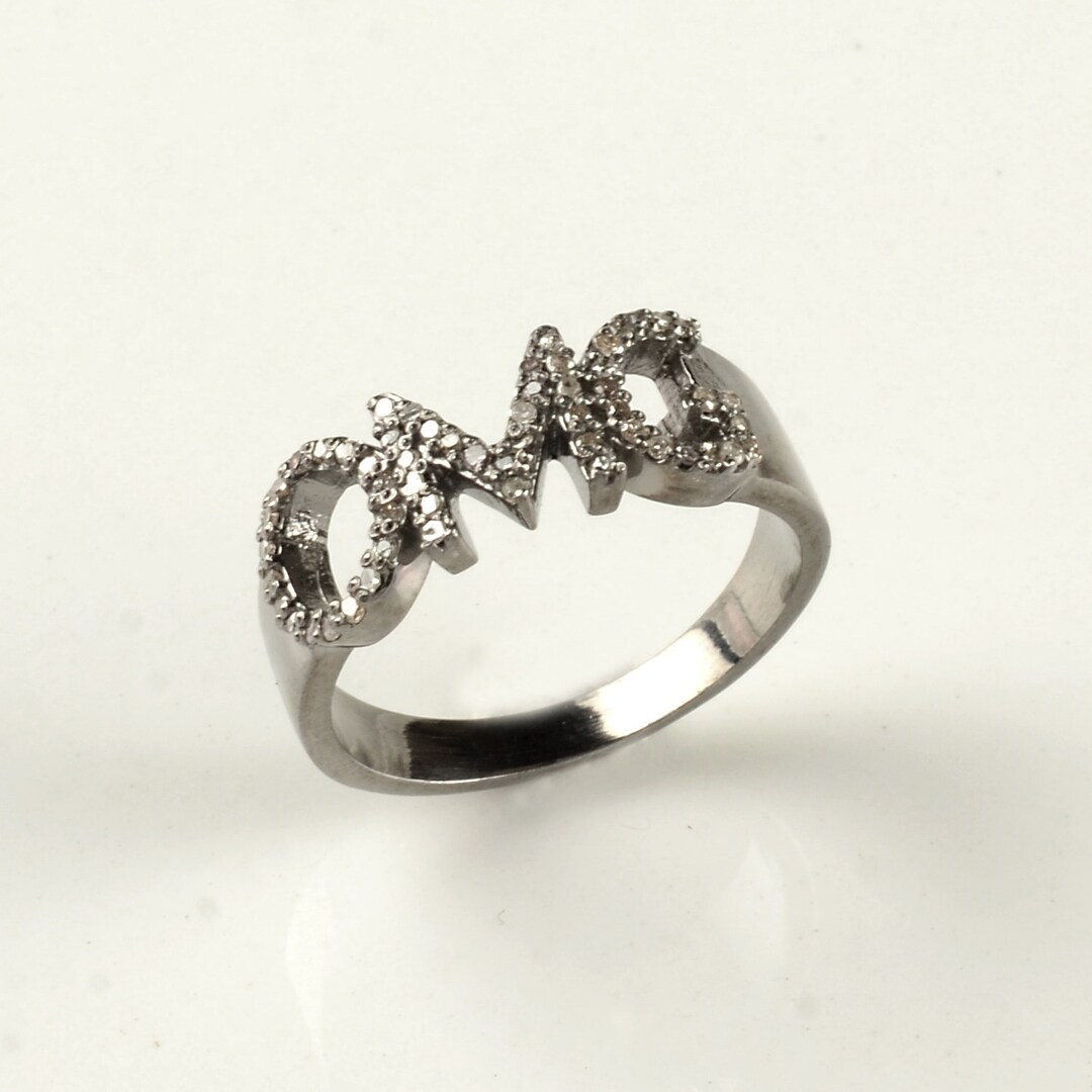 Pave Diamond Ring 925 Sterling Silver OMG Ring Unique Ring Gift for Her ...