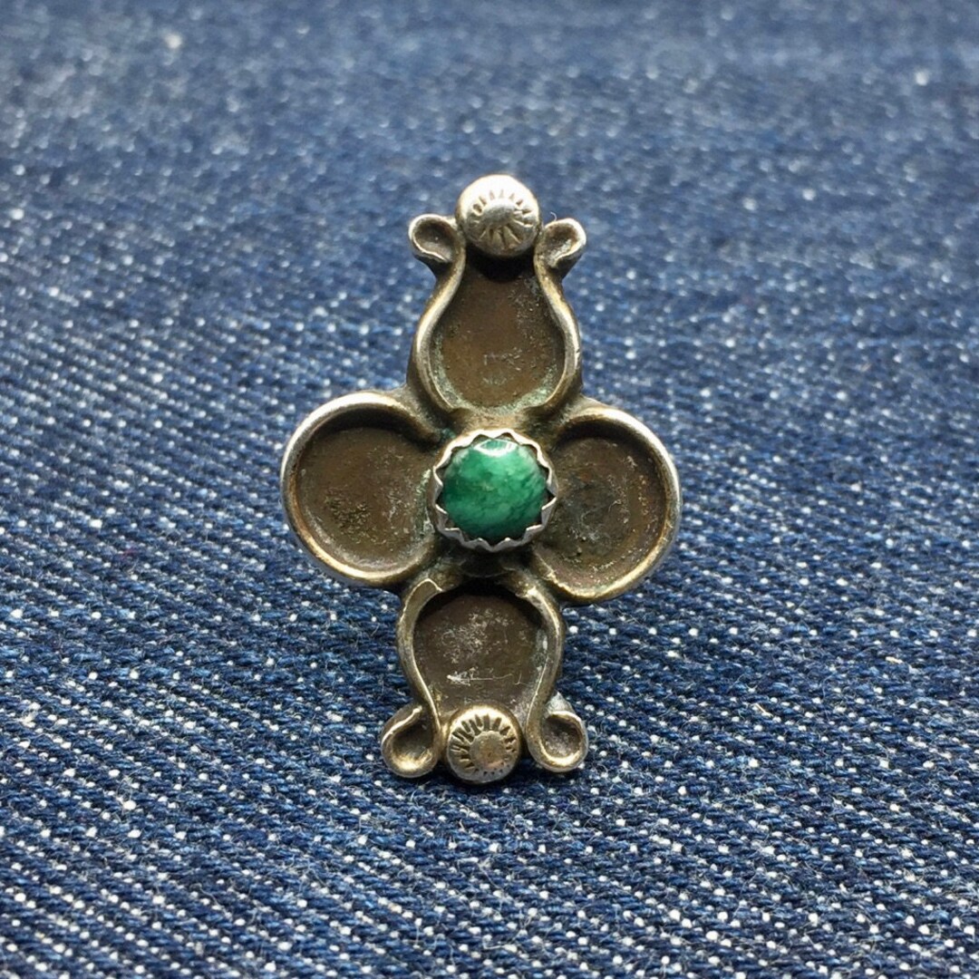 Vintage Native American Green Turquoise Cabochon Small Silver Conchos ...
