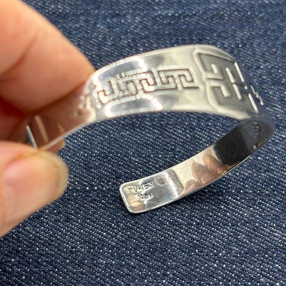 Silver Embossed Mexican Cuff Bracelet - Gem