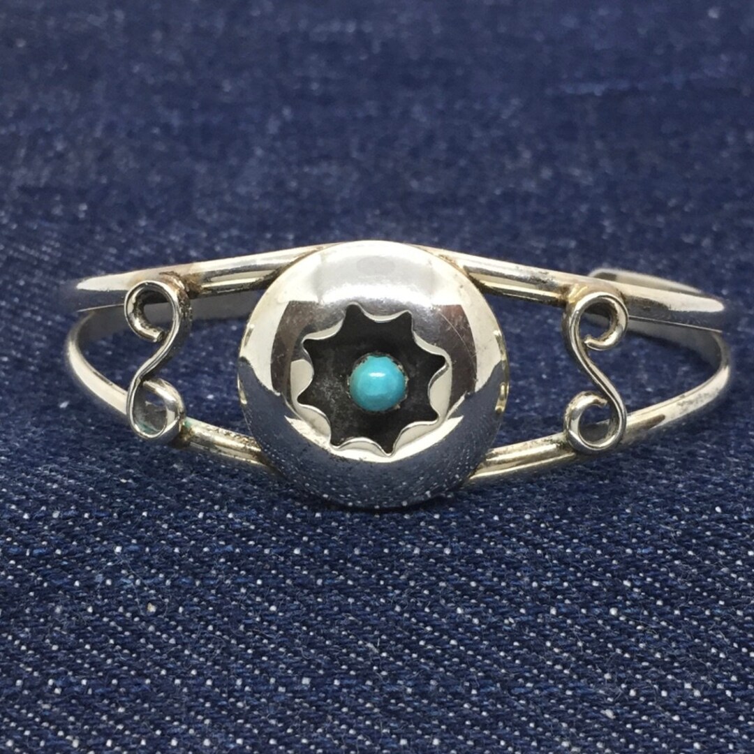 Vintage Native American Shadow Box Turquoise Sterling Silver Cuff ...