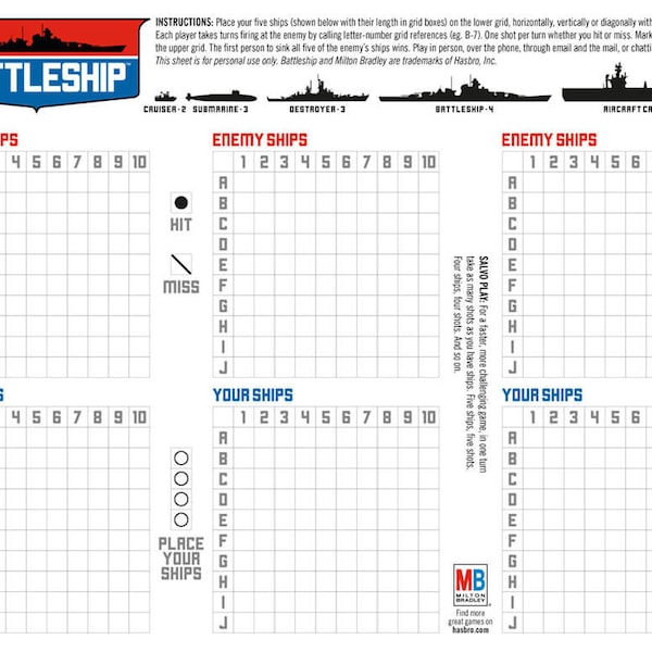 Blank Battleship Template - Etsy