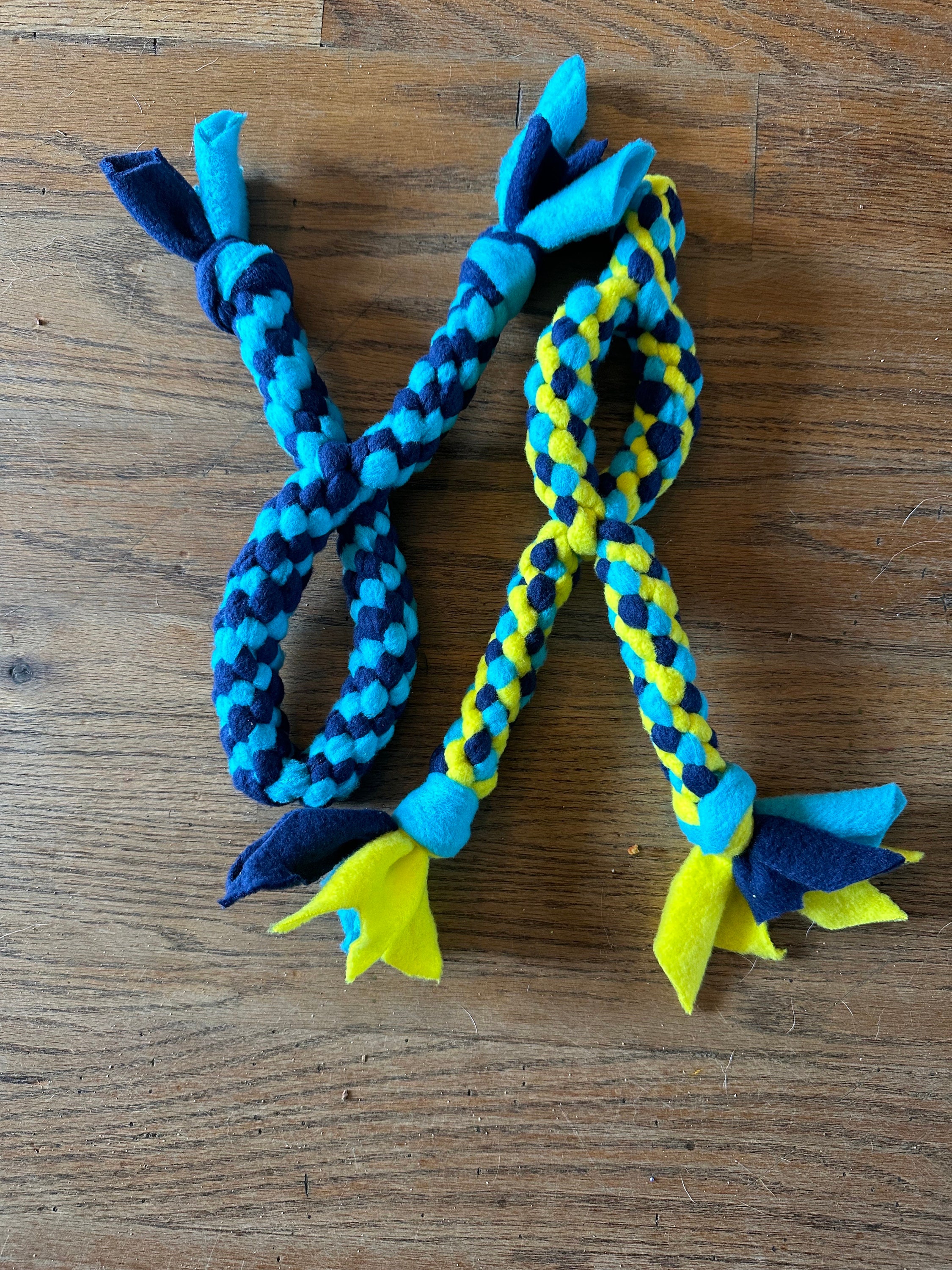 Double Tug Fleece Puppy and Dog Toys. Loop Rope Toy, Braided Square ...