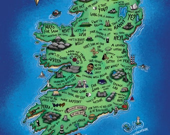 Illustrated Map Mythical Beasts of Ireland A3 Art Print - Etsy
