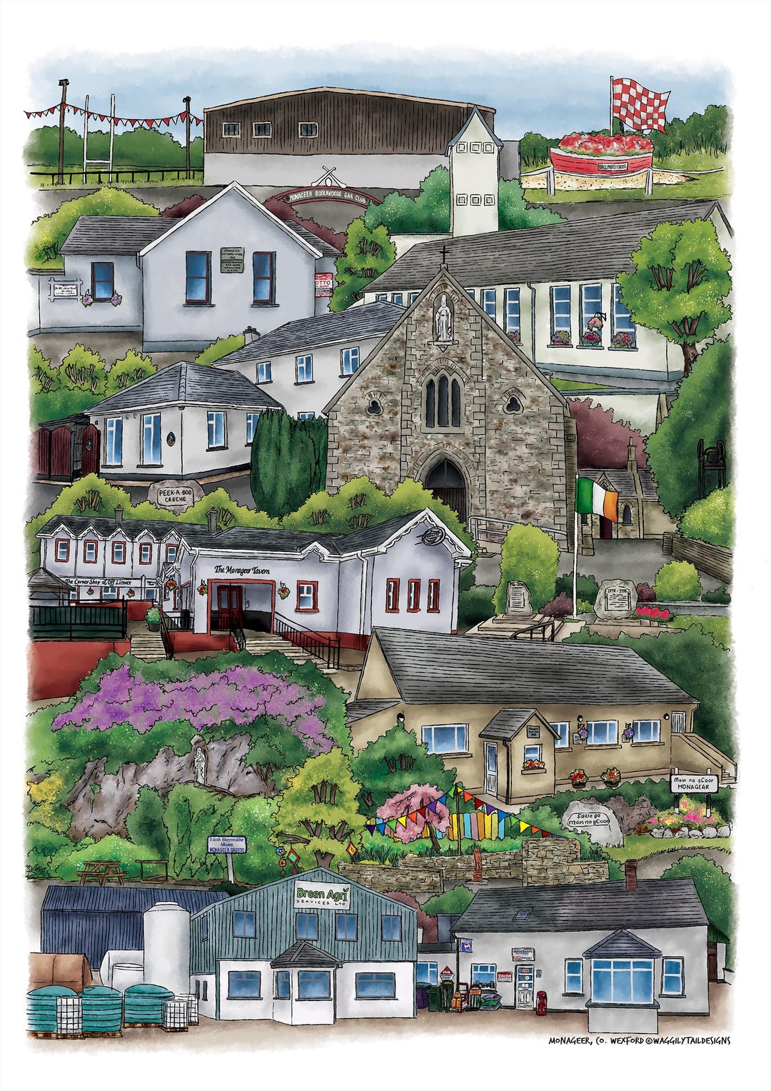 A4 Landmarks of Monageer Village, Co. Wexford - Ireland - Irish Towns ...