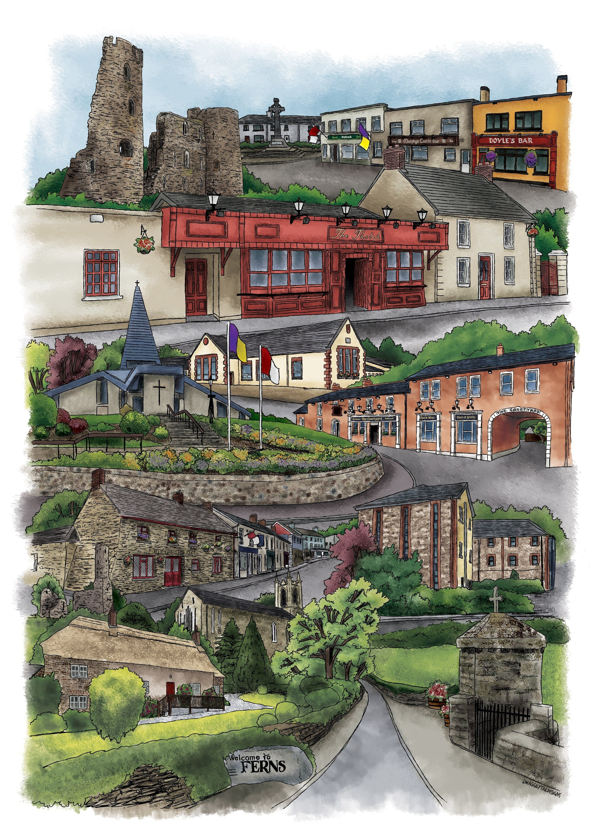 A4 Landmarks of Ferns - Ferns Castle - Ferns Village, Co. Wexford ...