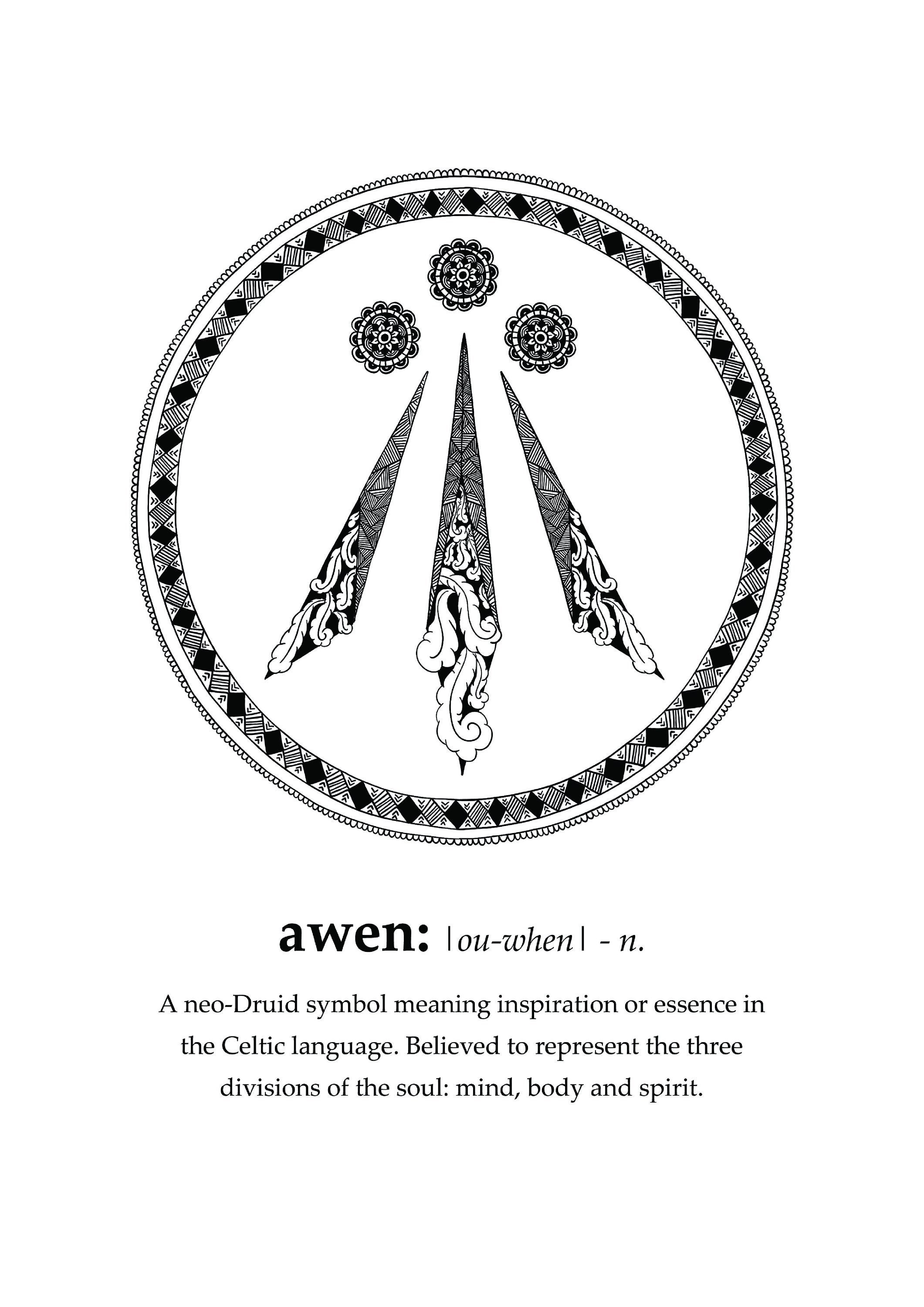 A3 Print - Awen Symbol & Definition - Wall Art - Irish Print - Celtic ...