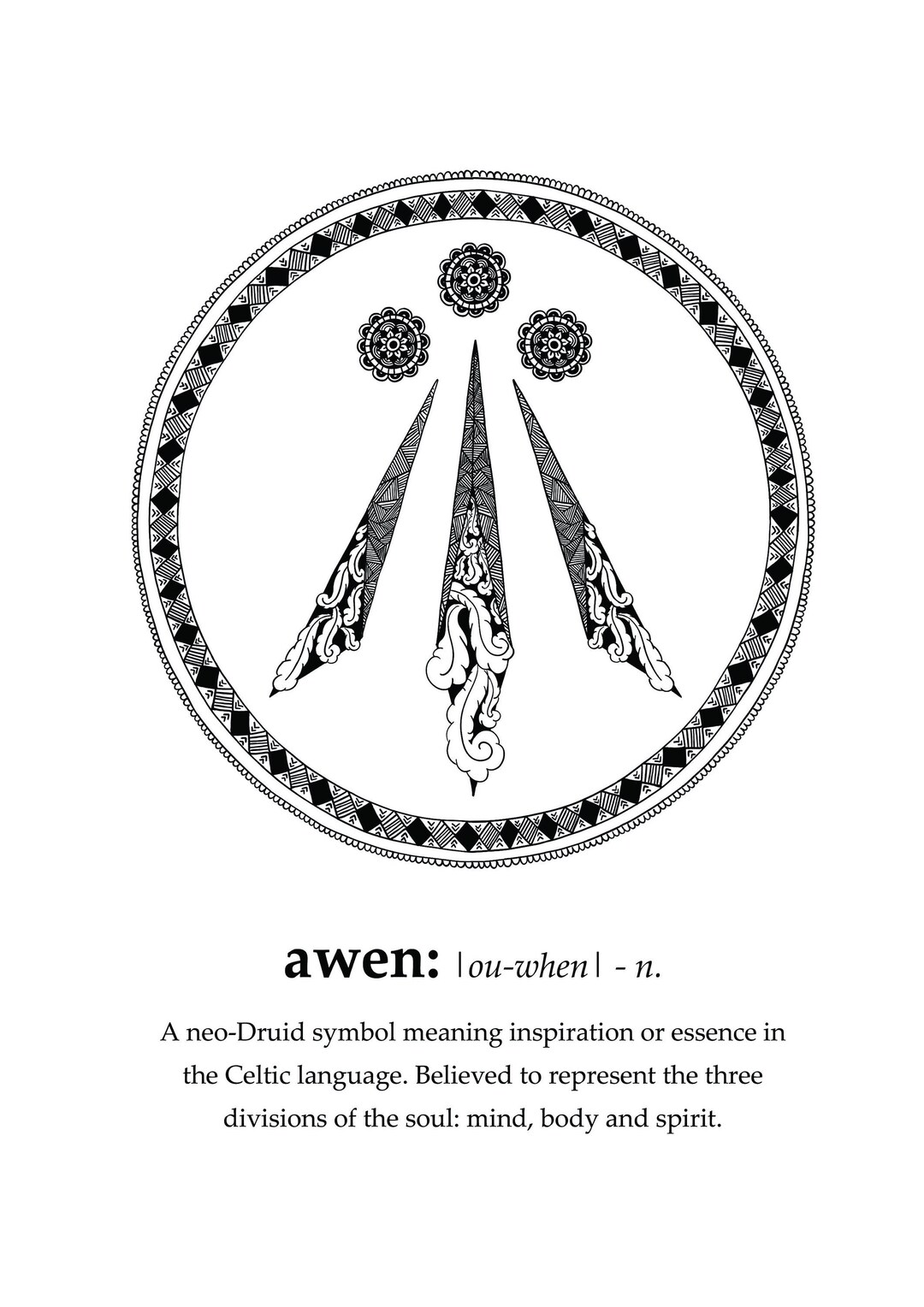 A4 Awen Symbol & Definition Wall Art Celtic - Etsy