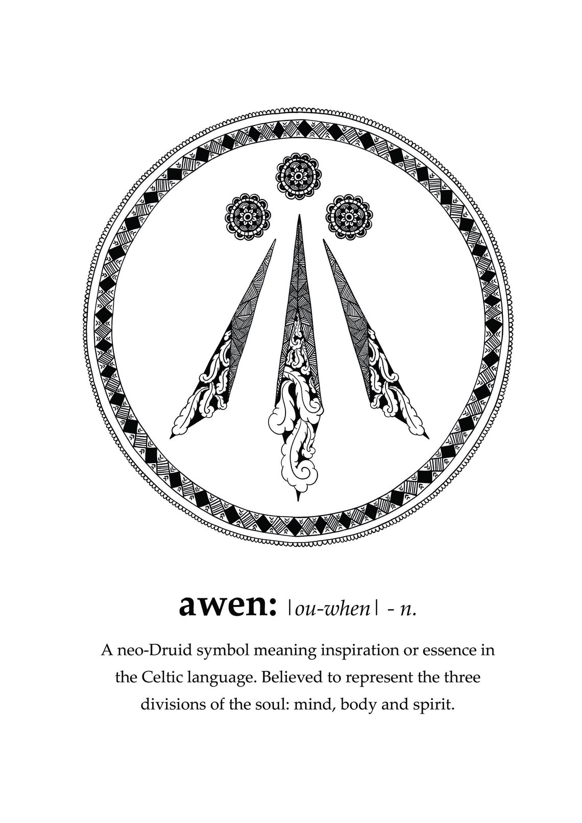 A4 Awen Symbol & Definition - Wall Art - Celtic Symbols - Druid Symbol ...