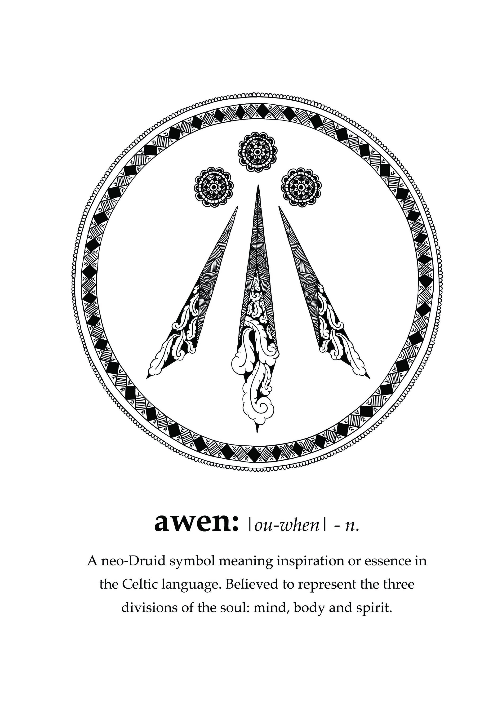 A4 Awen Symbol & Definition - Wall Art - Celtic Symbols - Druid Symbol - Celtic Art - Gifts for ...