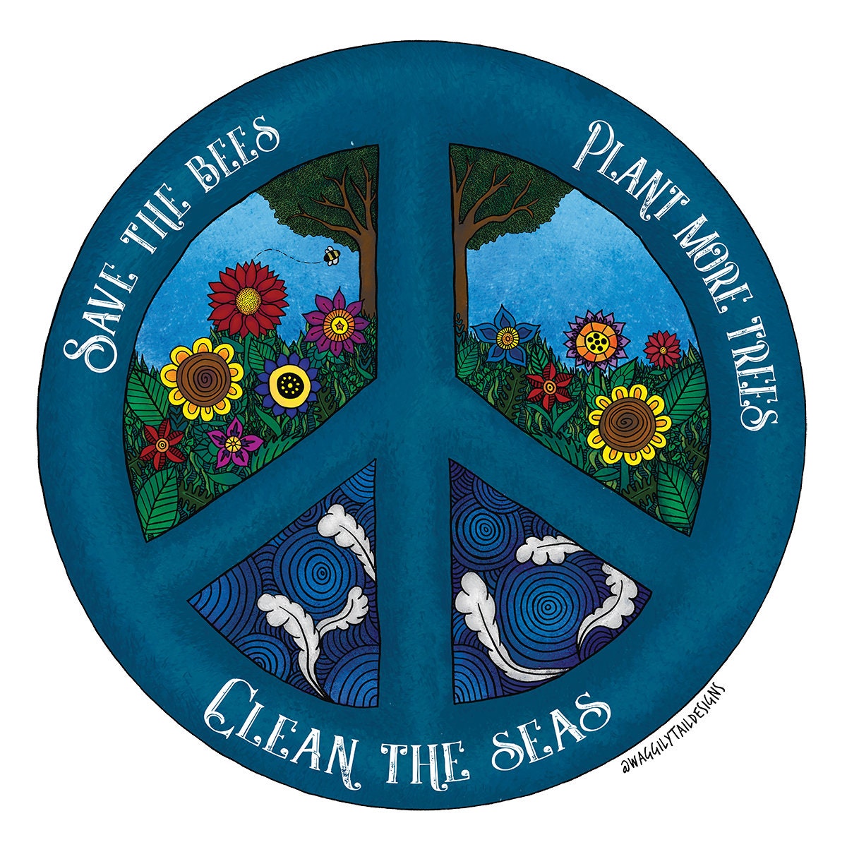 Wall Decor Save The Bees Cute hanging sign Clean Our Seas Plant More ...