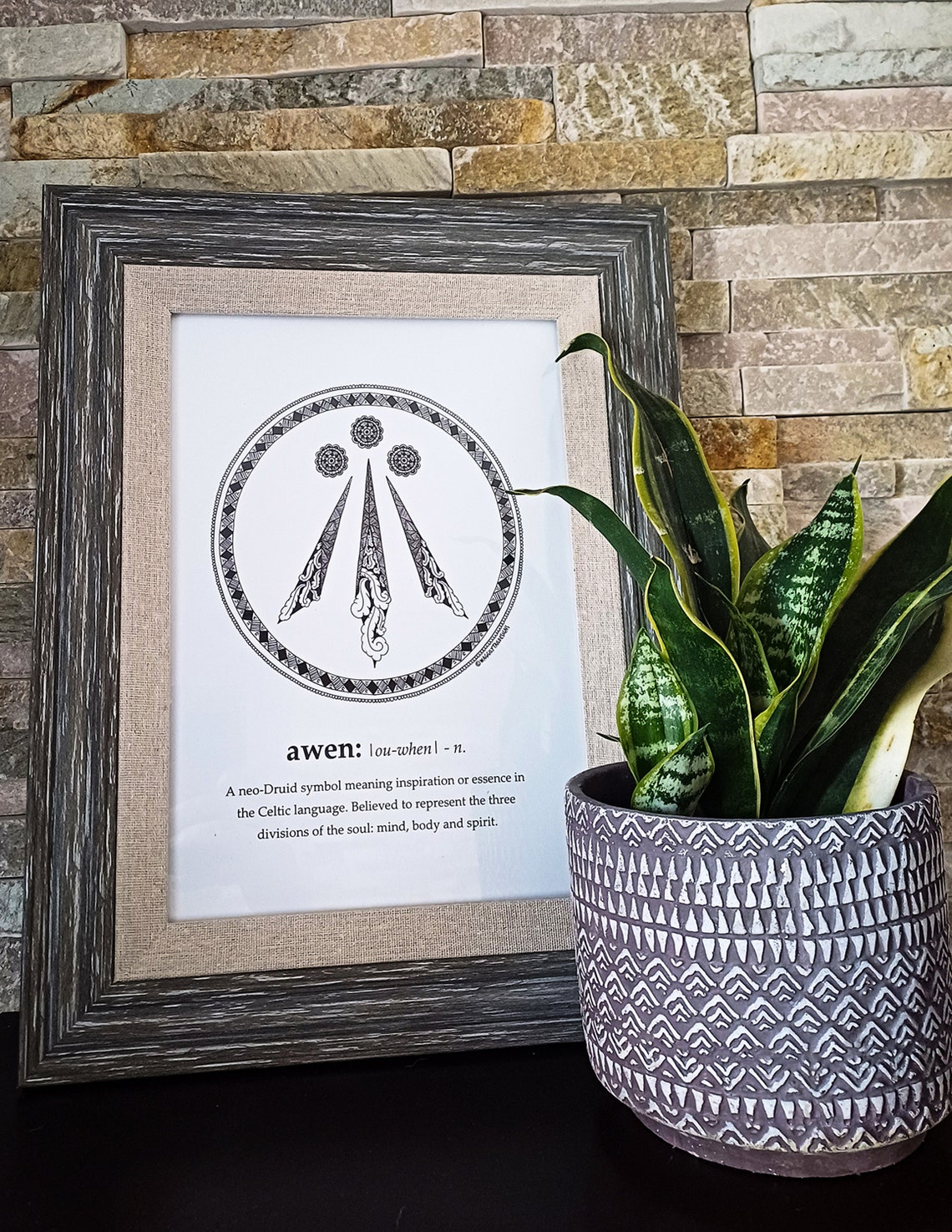 A4 Awen Symbol & Definition - Wall Art - Celtic Symbols - Druid Symbol ...