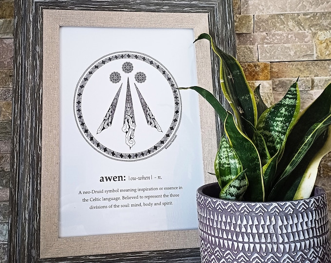 A4 Awen Symbol & Definition Wall Art Celtic Symbols Druid Symbol Celtic ...