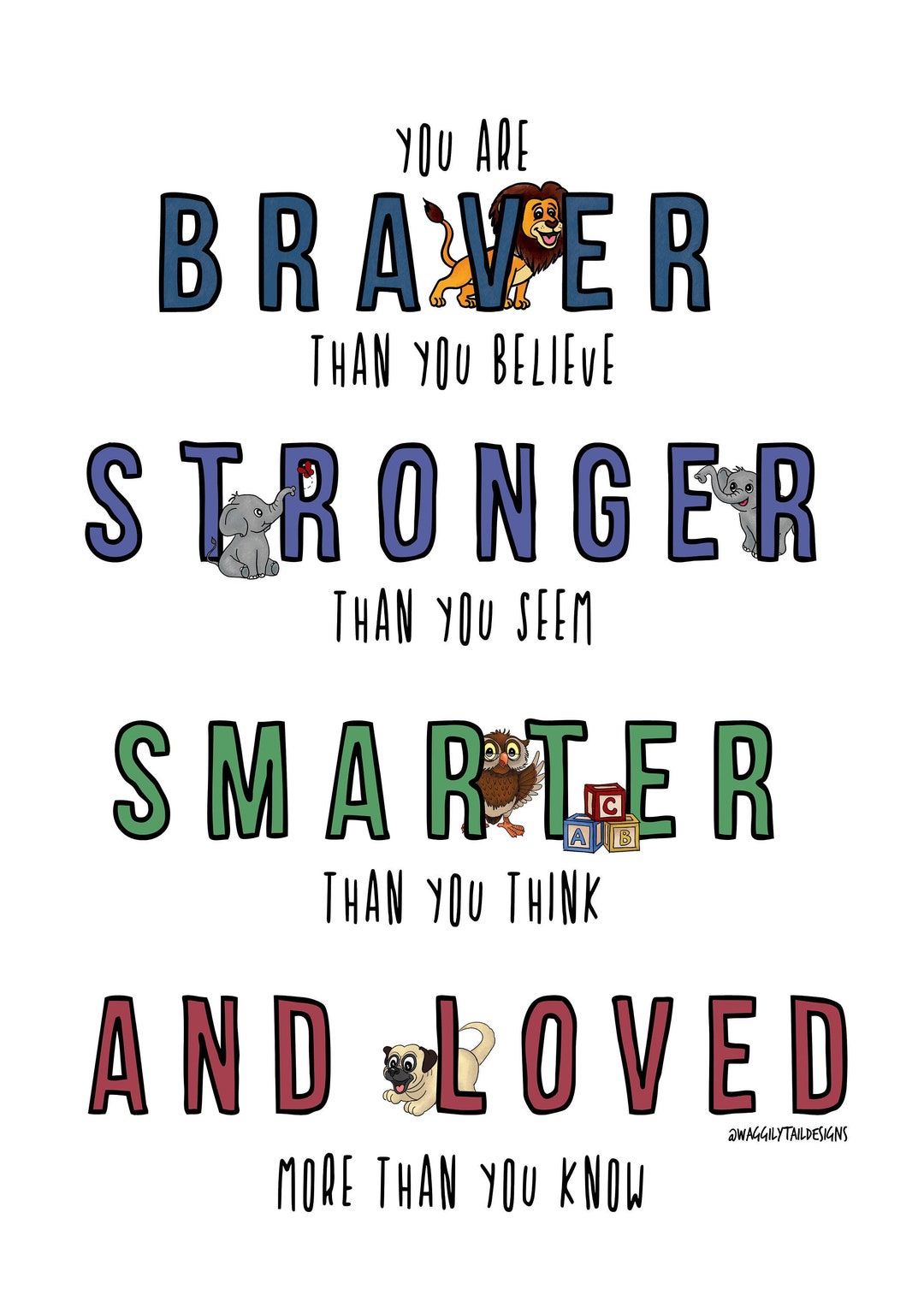 Printable Poster - Digital Download - Kid's Positive Affirmations ...