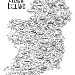 A3 Illustrated Map of Ireland - Irish Surnames and Ancestry - Wall Art ...