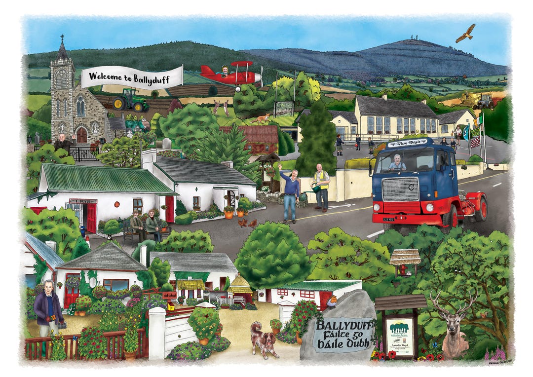 A3 Ballyduff School Mural Print - Landmarks of Ballyduff, Co. Wexford ...