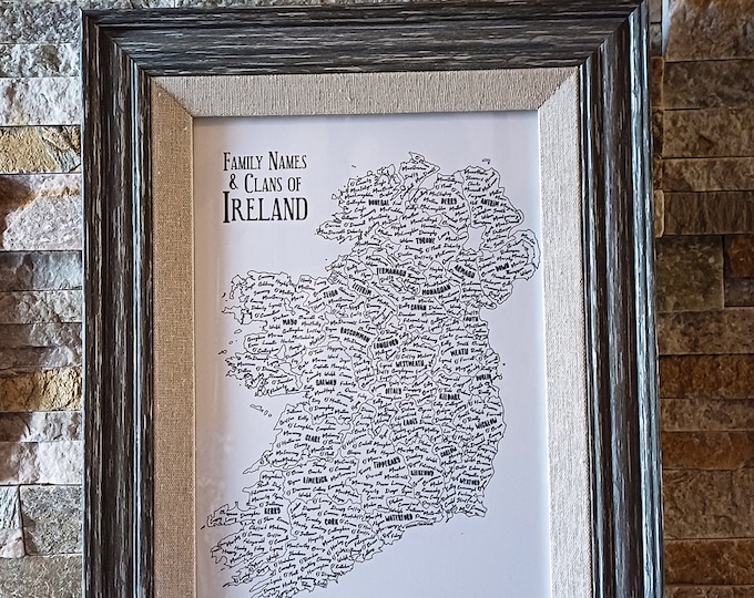 A4 Illustrated Map of Ireland Irish Surnames and Ancestry Wall Art Art ...
