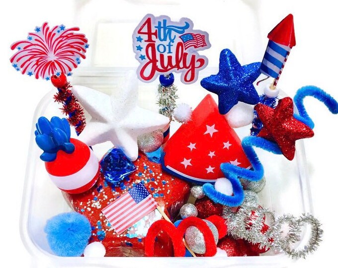 4th of July Play Dough Kit Fourth of July Sensory Bin Red White & Blue ...