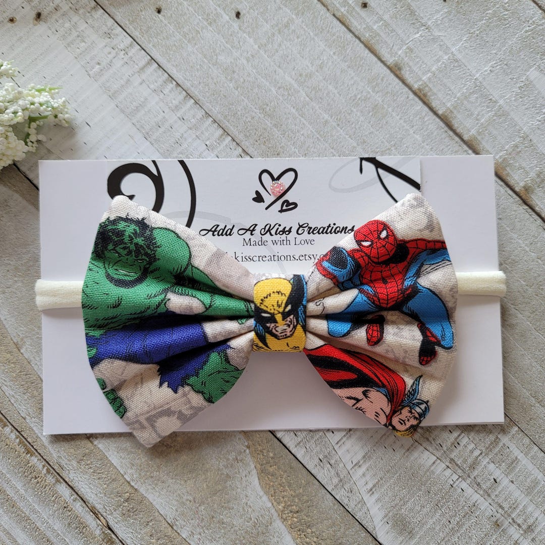 Marvel Hair Bow, Made With Cotton Fabric, Available With Skinny Nylon ...