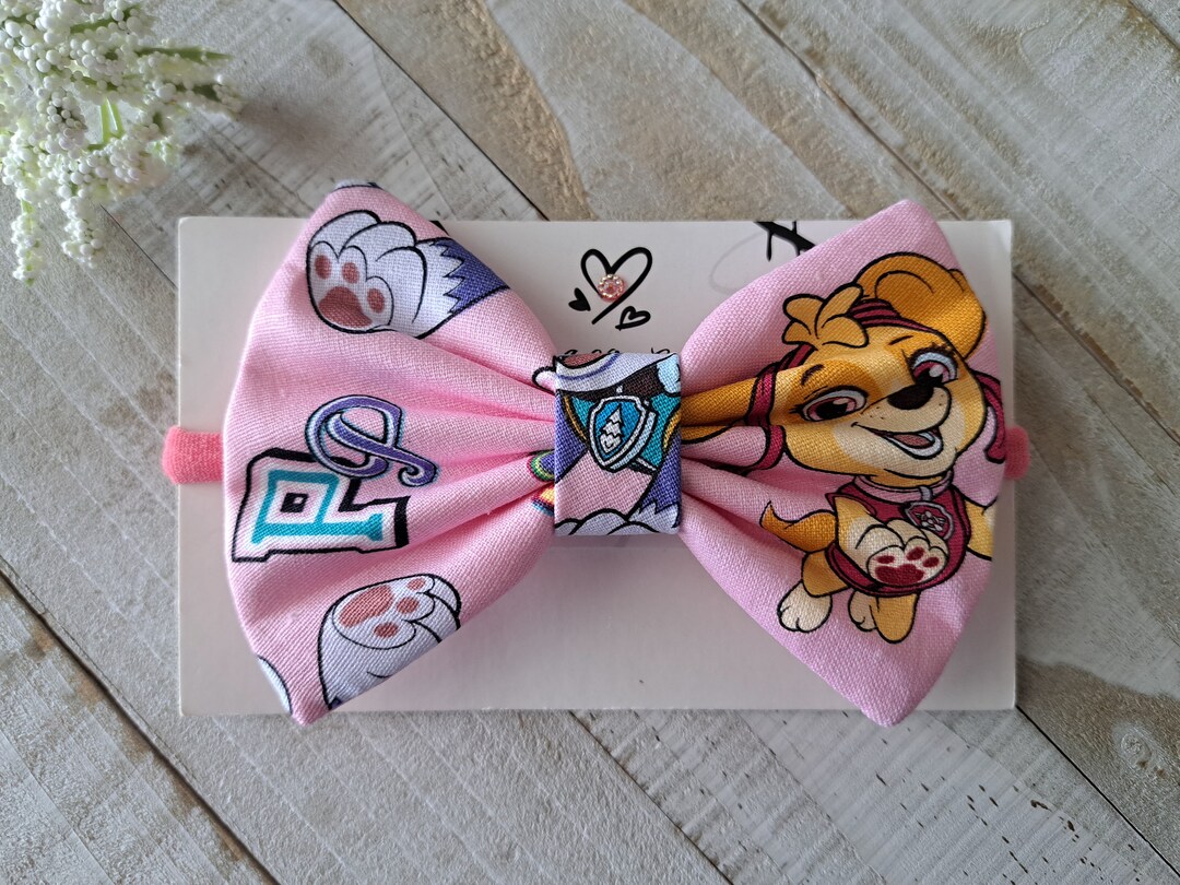 Pink Patrol Hair Bow, Girls Bow, Toddler Bow, Baby Bow, Skinny Nylon ...