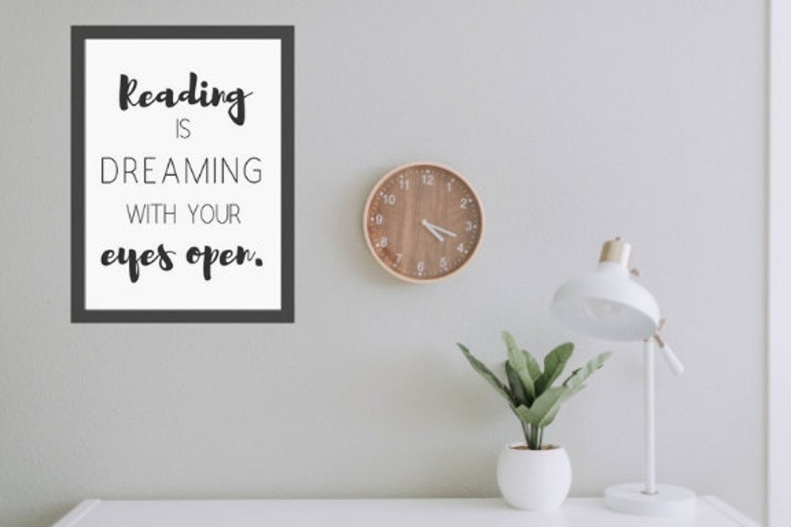 Instant Download, Reading, Book Lover, Wall Art, Office Decor, Library ...