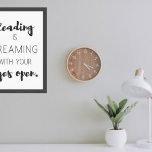 Instant Download, Reading, Book Lover, Wall Art, Office Decor, Library ...