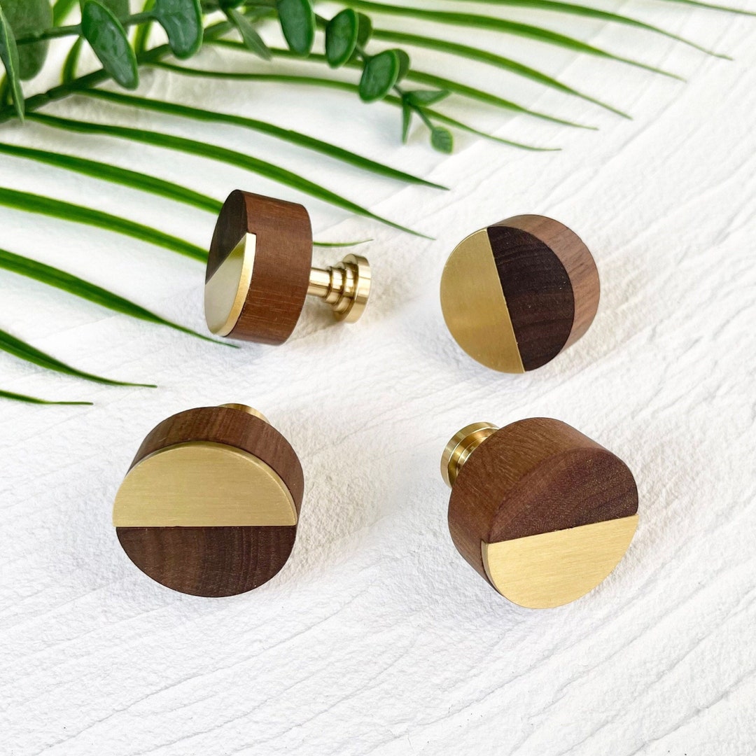 Brass Walnut Drawer Knobs, Cabinet Knobs for Homes, Offices, Cafes ...