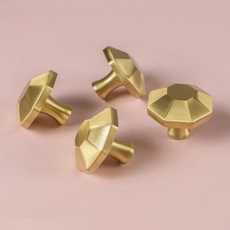 Brass Octagon Cabinet Knobs Drawer Knobs for Homes Offices - Etsy