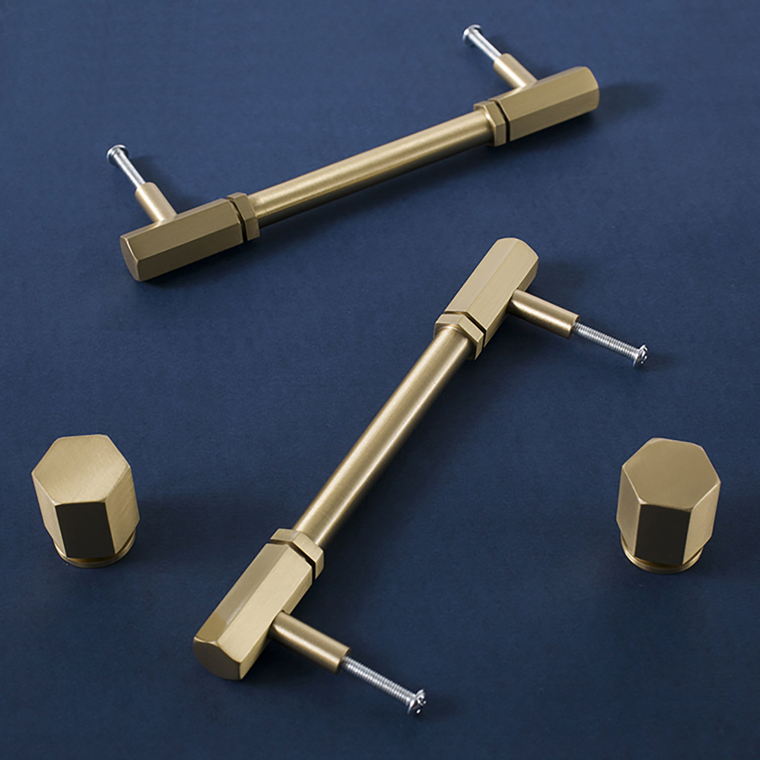 Hexagon Brass Gold Cabinet Pulls Cabinet Knobs Drawer Pulls | Etsy