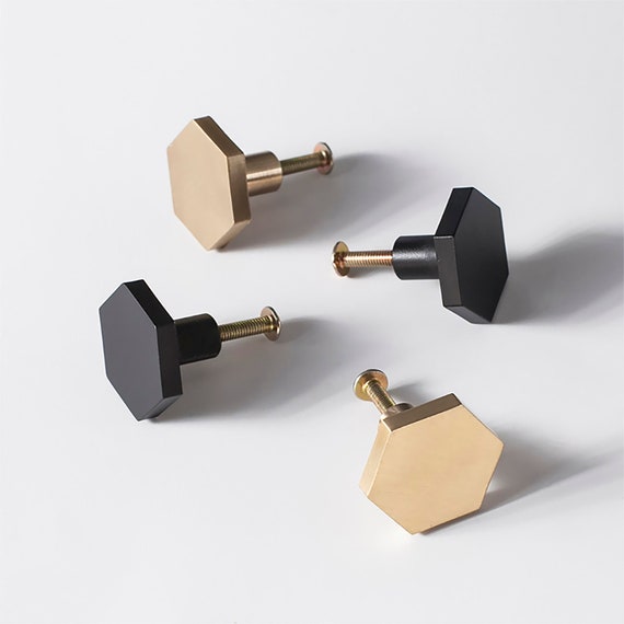 Brass Hexagon Cabinet Knobs Cabinet Pulls for Homes Offices - Etsy