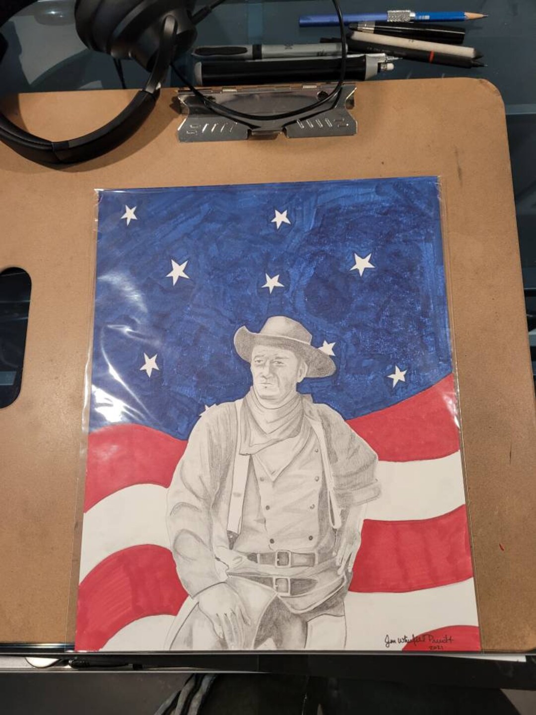 John Wayne Drawing - Etsy