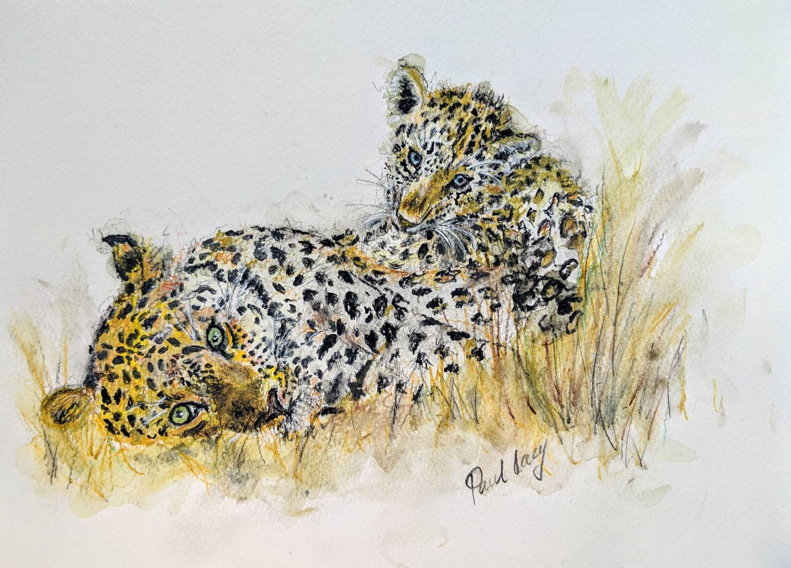 Leopard With Cub Fine Art Giclee Print. - Etsy