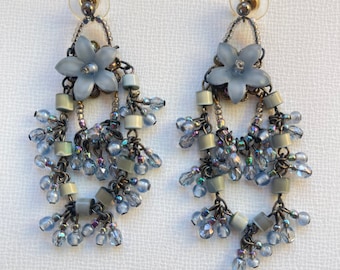 VINTAGE Colleen Toland Soft Blue Beaded Floral Necklace and Bracelet ...