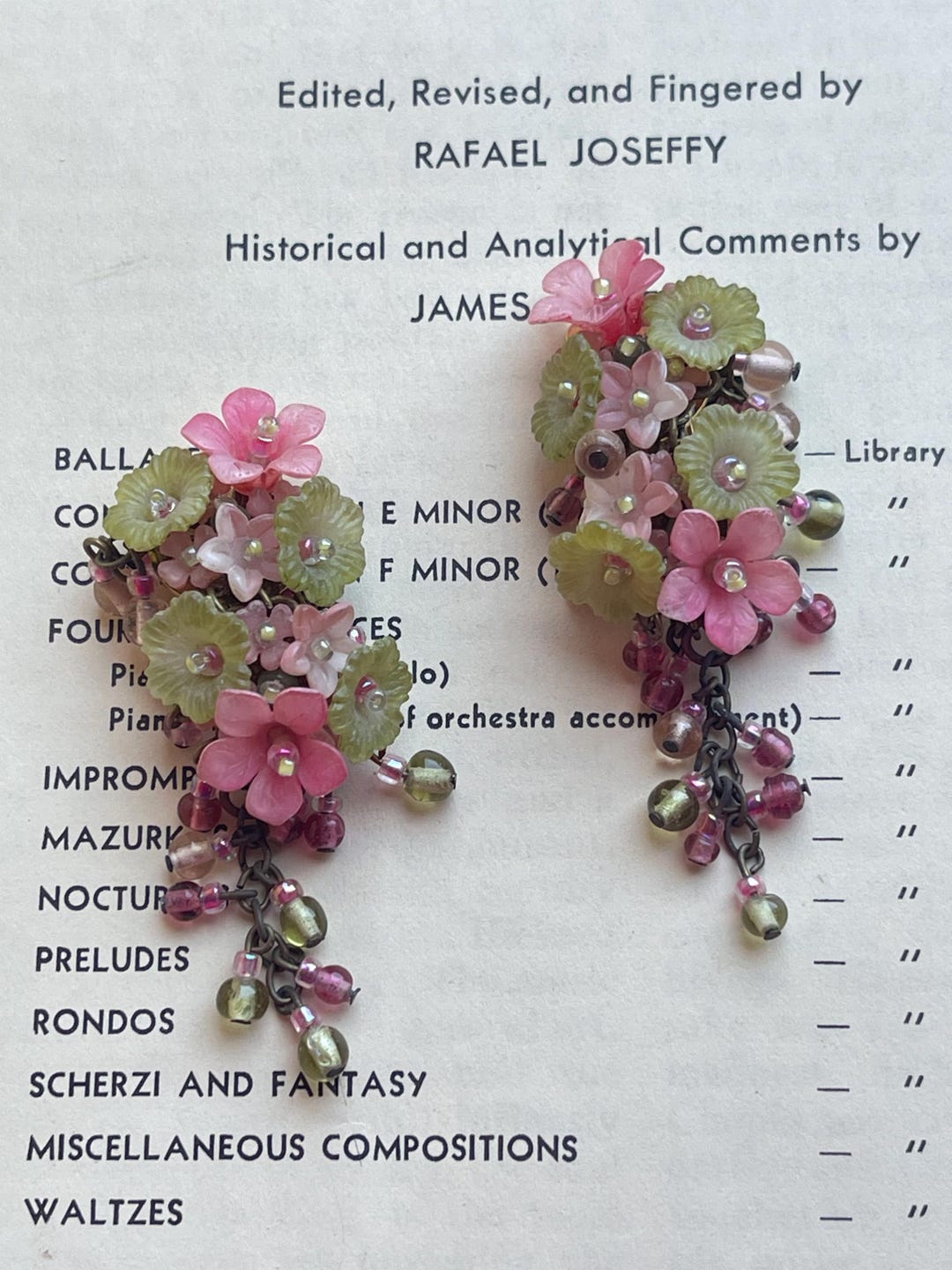 Vintage COLLEEN TOLAND Pink Green Winter Rose Drop Flower Earrings ...