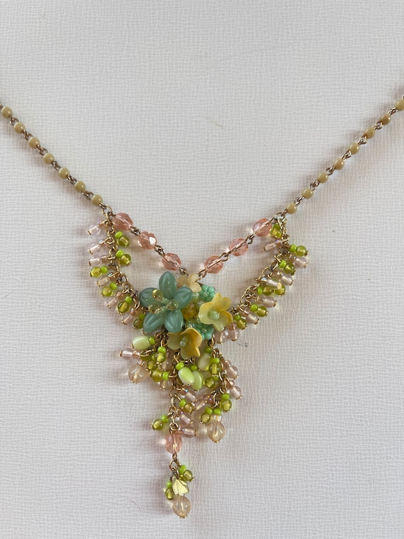Vintage COLLEEN TOLAND 90s gold yellow green drop nec… - Gem