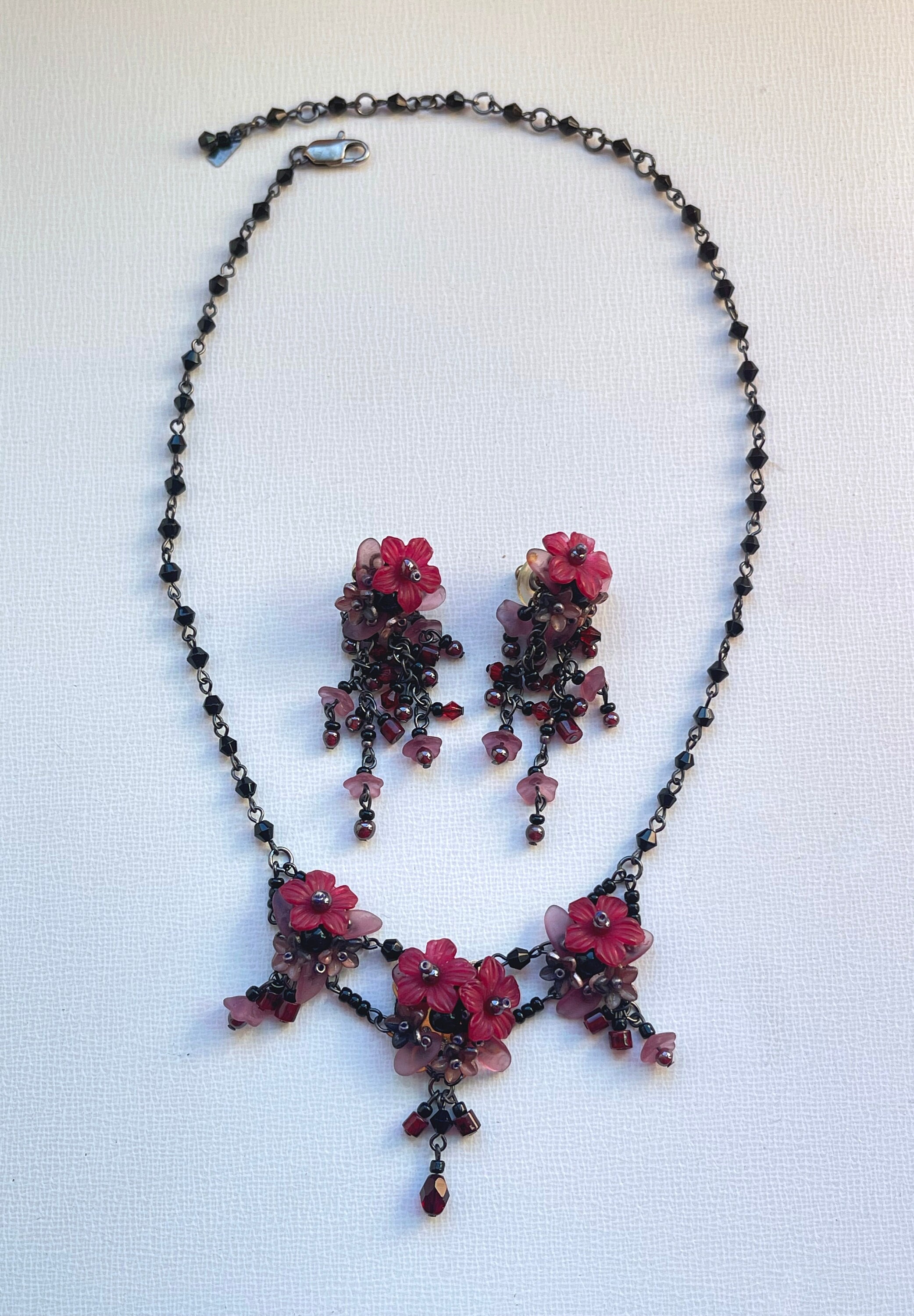 Rare Vintage COLLEEN TOLAND Red Wine Floral 2 Piece Jewelry Set ...