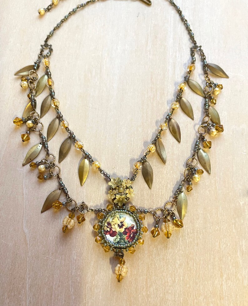 Vintage COLLEEN TOLAND Cornsilk Flower Cameo Necklace. Made Early 2000s - Etsy