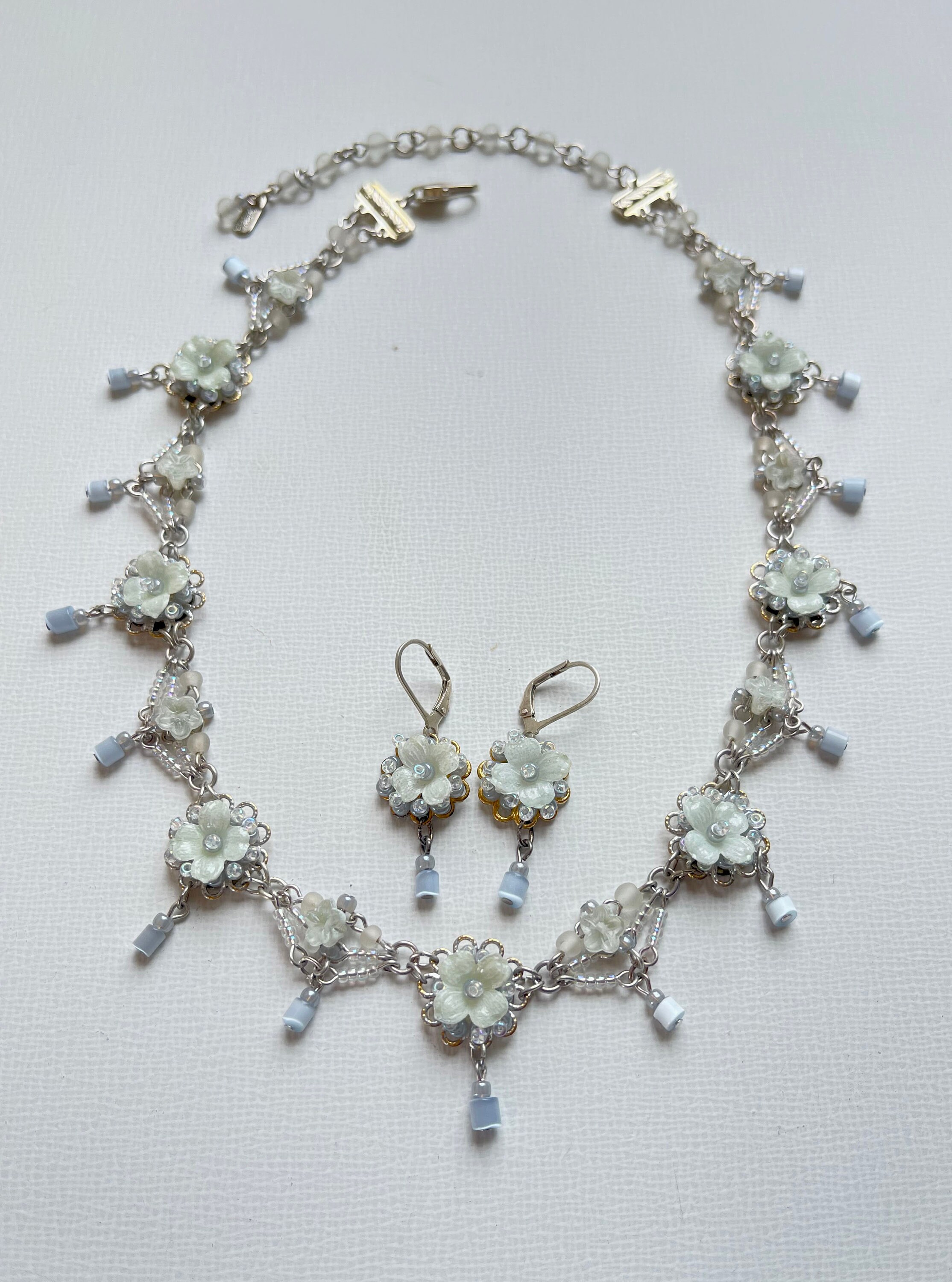 Jewelry Set Vintage COLLEEN TOLAND Soft Blue Aqua Necklace and Earring ...