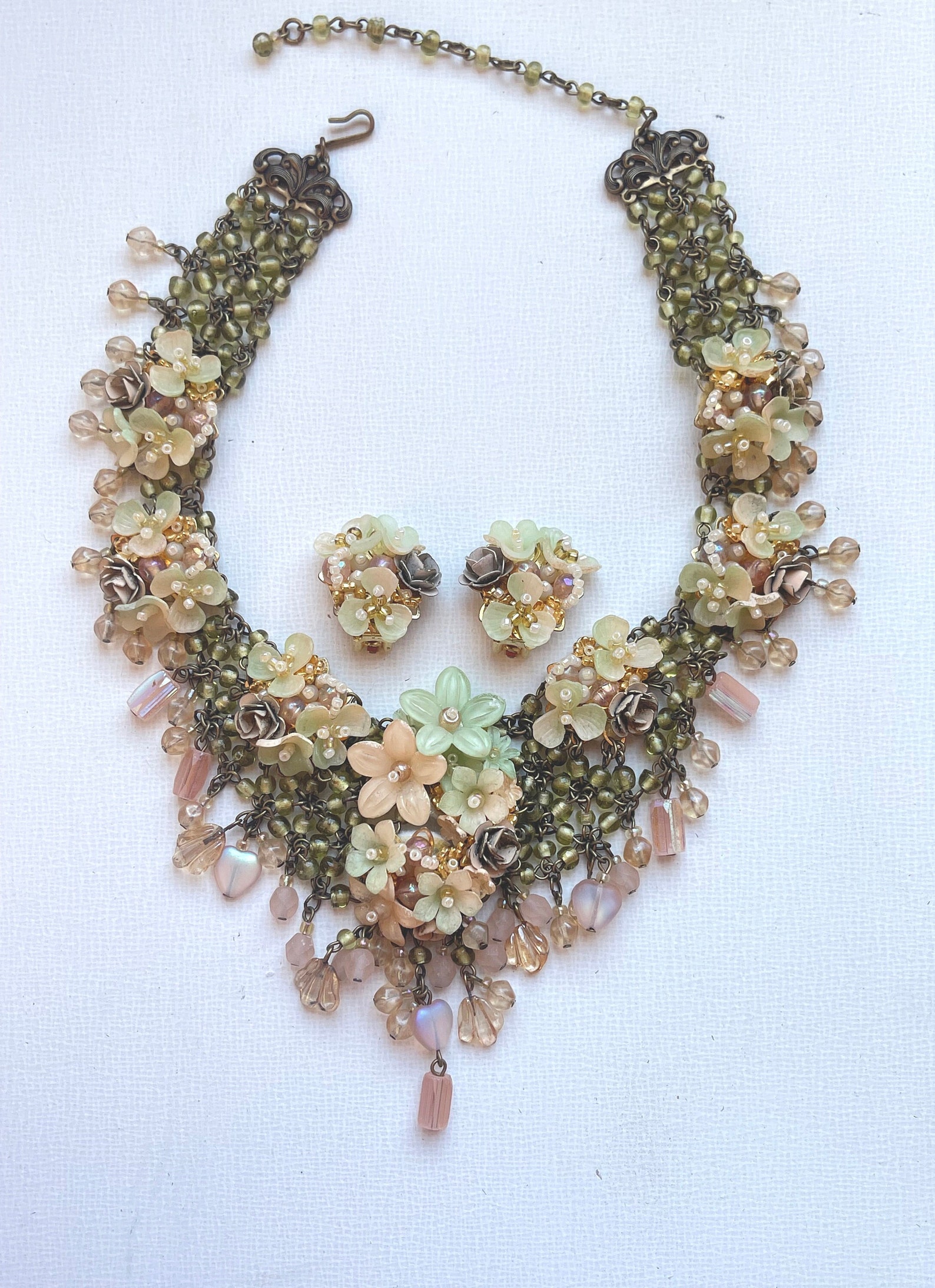 Jewelry Set, Vintage Colleen Toland Jewelry, Flower Statment Necklace ...