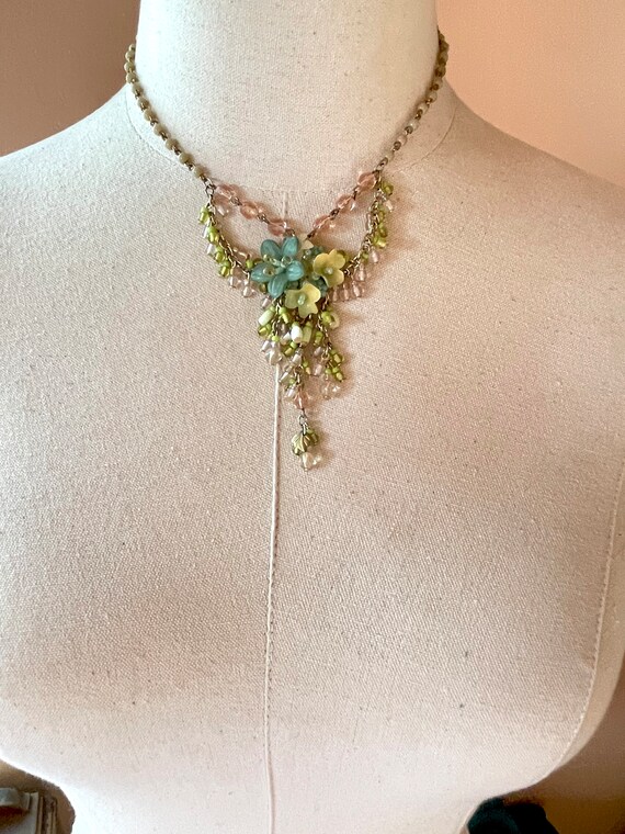 Vintage COLLEEN TOLAND 90s gold yellow green drop nec… - Gem