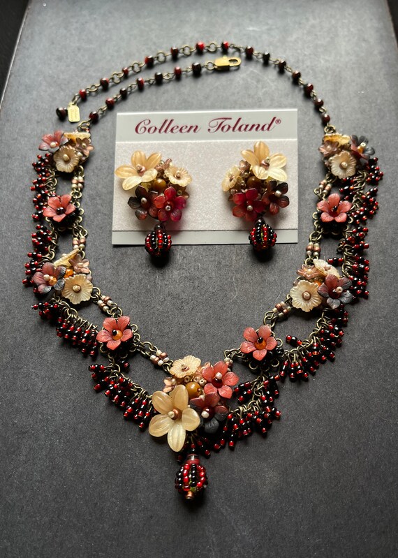 Jewelry Set, Vintage COLLEEN TOLAND Redwood (Black an… - Gem