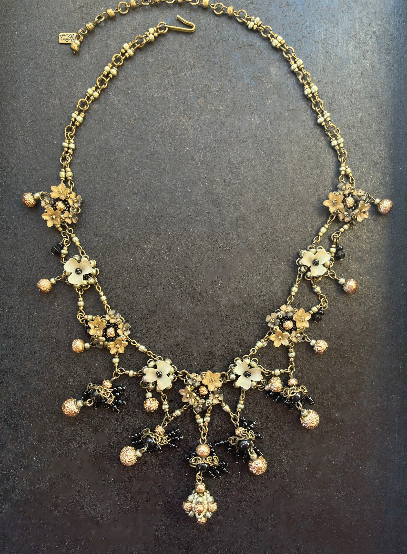 Vintage Colleen Toland gold Bronze Black Necklace - Etsy