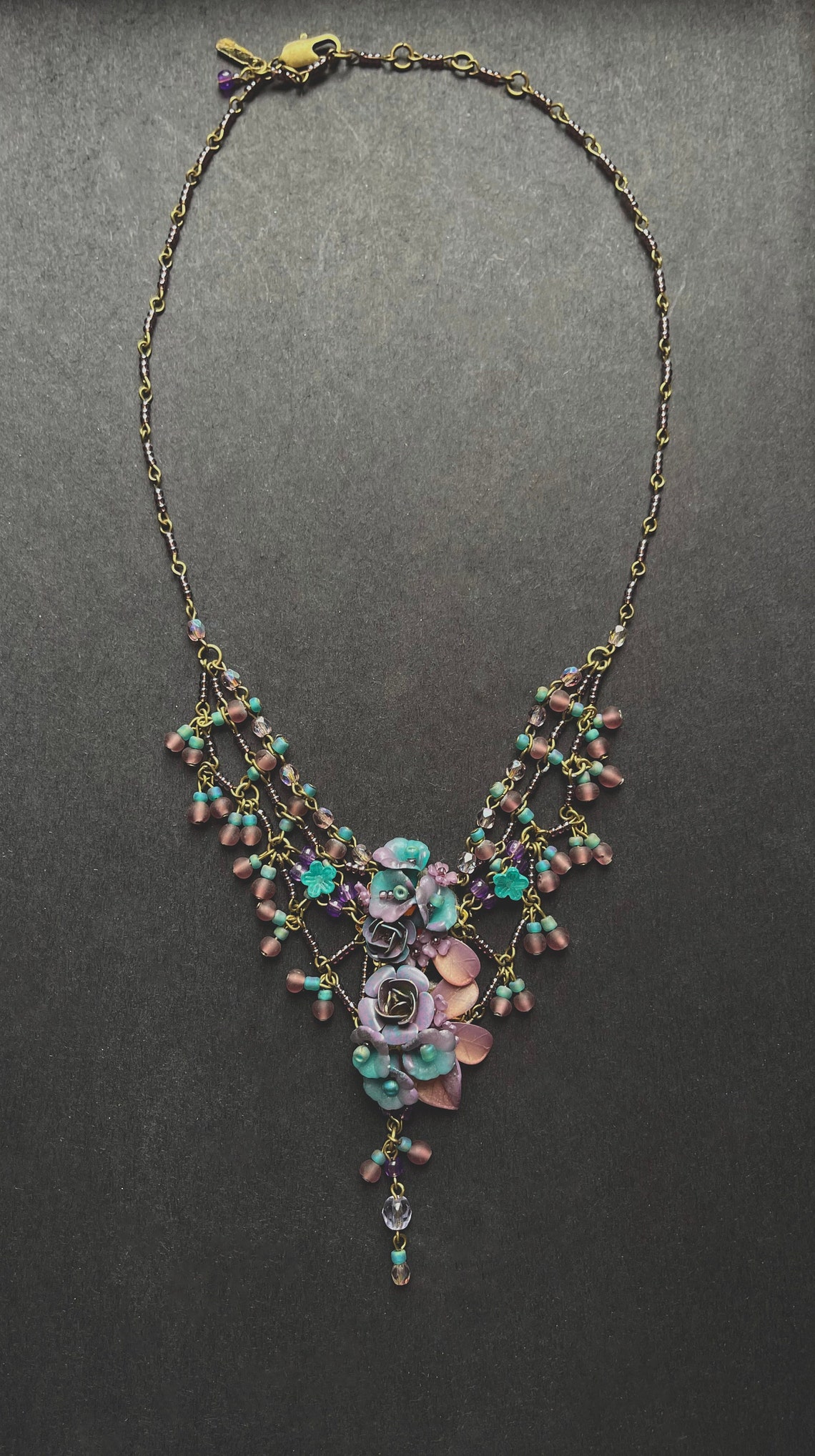 Vintage Colleen Toland Pretty Vee Necklace in Blue and Purple purple ...