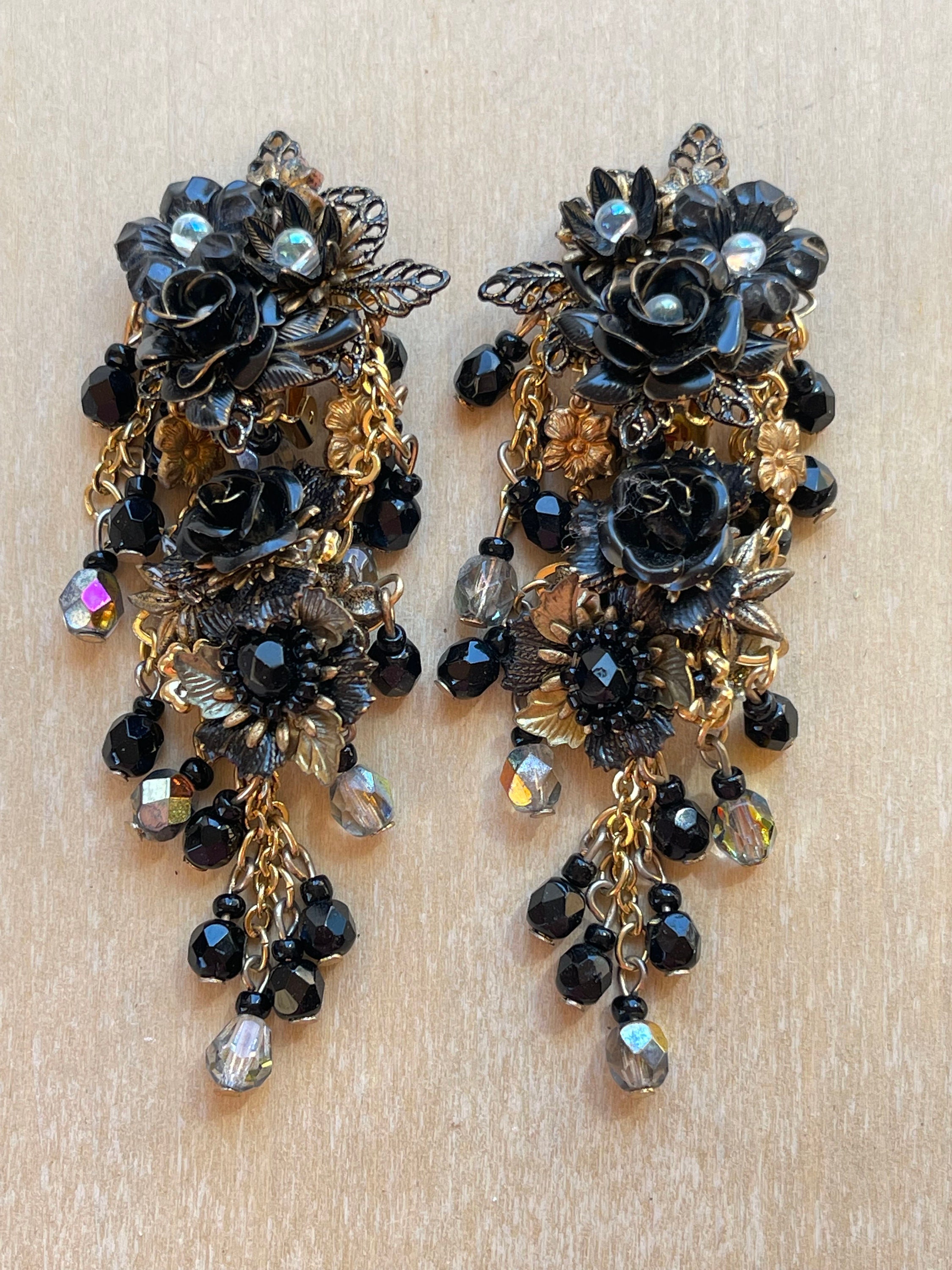 90s VINTAGE Colleen Toland Stunning Black Rose Clip-on - Etsy