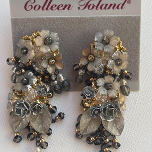 Colleen Toland Silver Gold Chandelier Long Beaded Drop Earrings ...