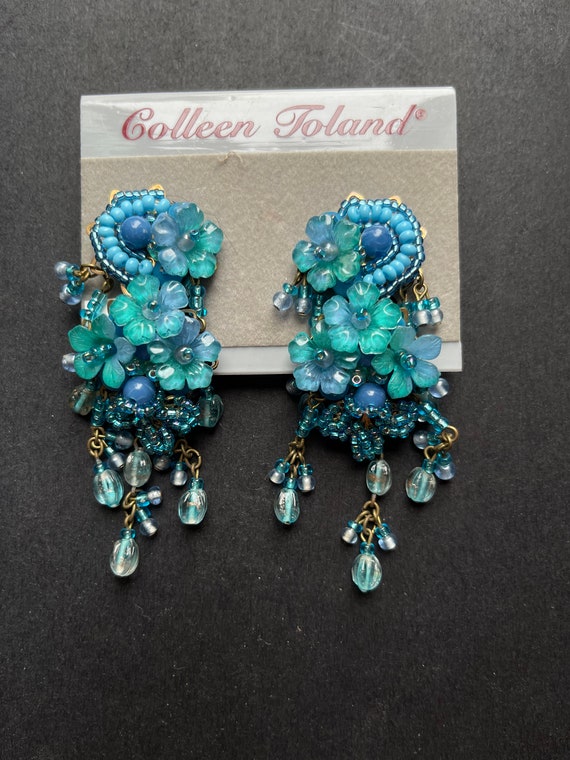 Vintage COLLEEN TOLAND Turquoise Statement Earrings h… - Gem