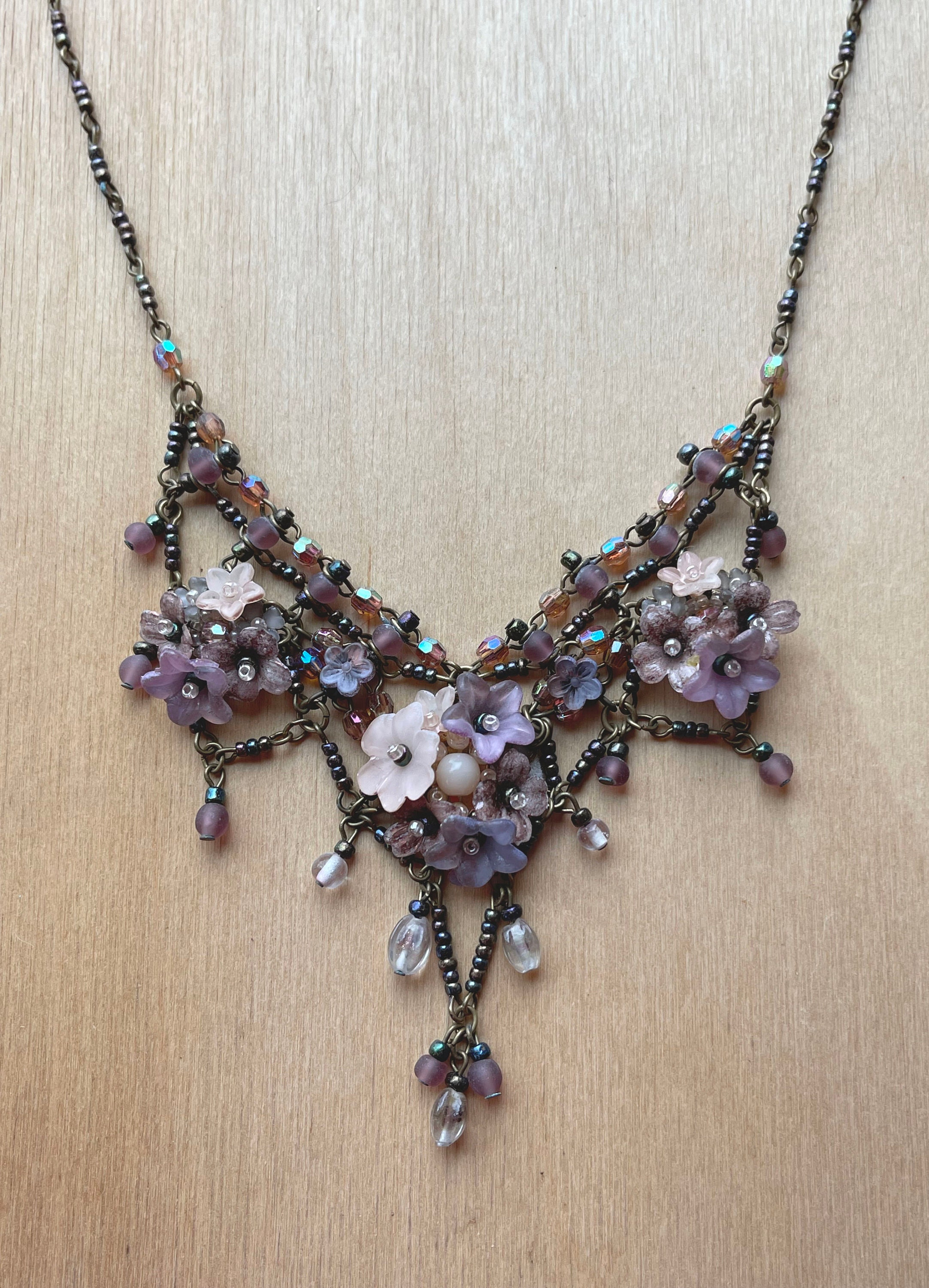 Vintage COLLEEN TOLAND Pink to Purple Beaded Floral Vee - Etsy